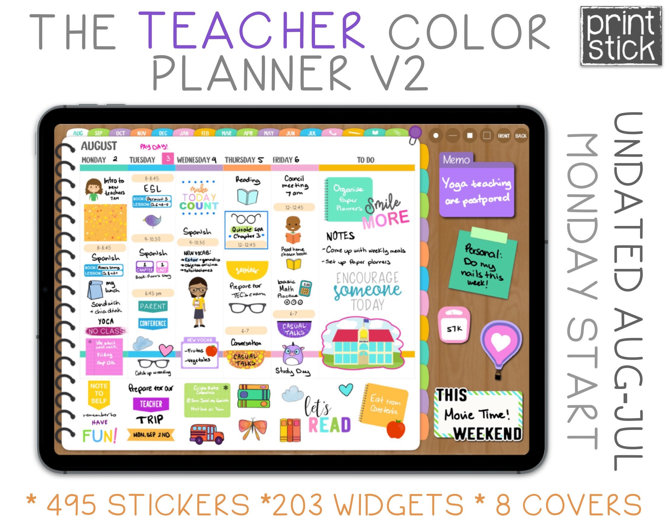 Undated Teacher Digital Planner Ipad Goodnotes Planner Planner | Etsy