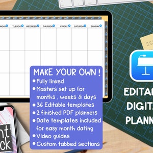 Custom Digital iPad Planner for Keynote for Goodnotes Notability ...