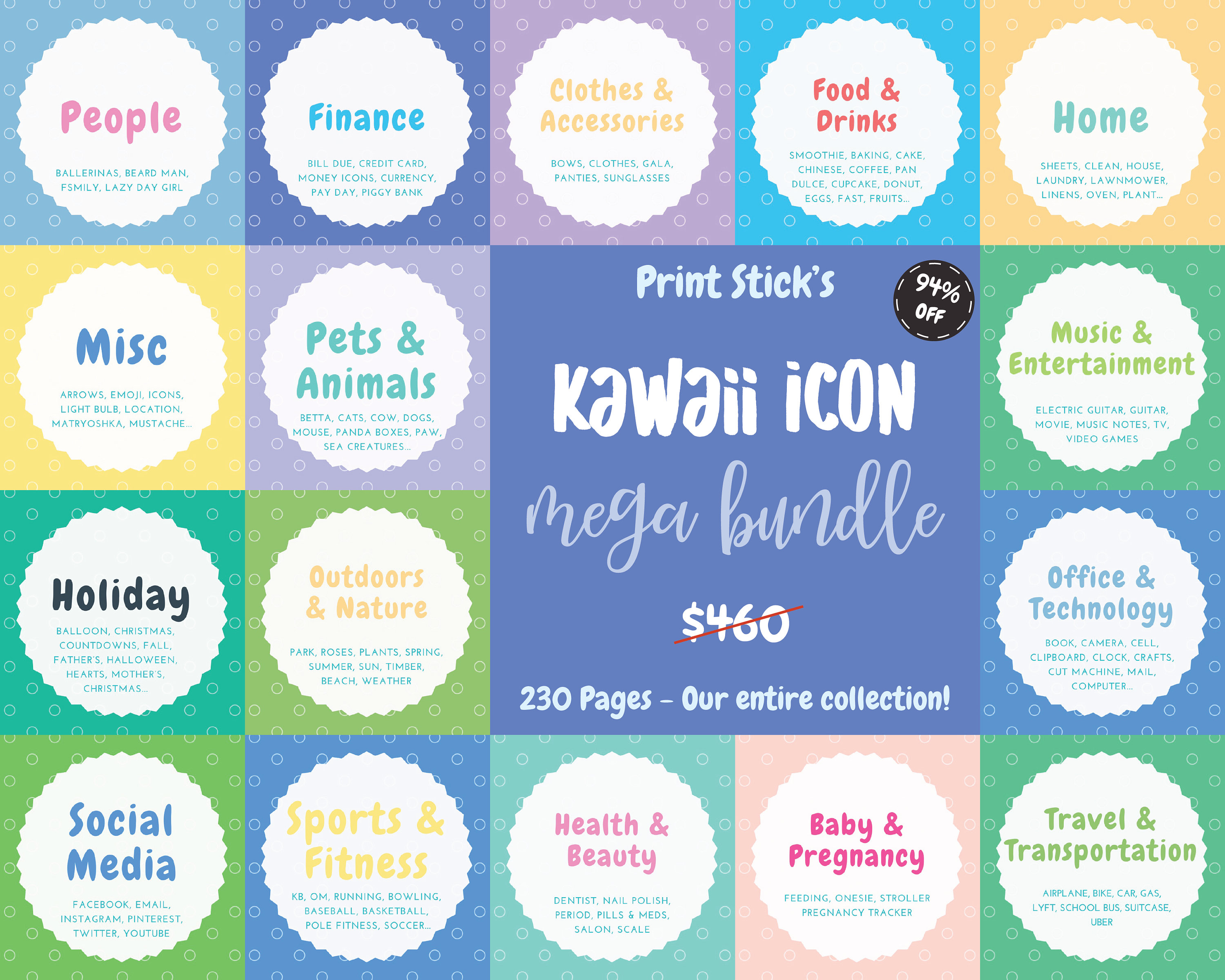 Printable Planner Stickers Kawaii Printable Bundle Cute | Etsy