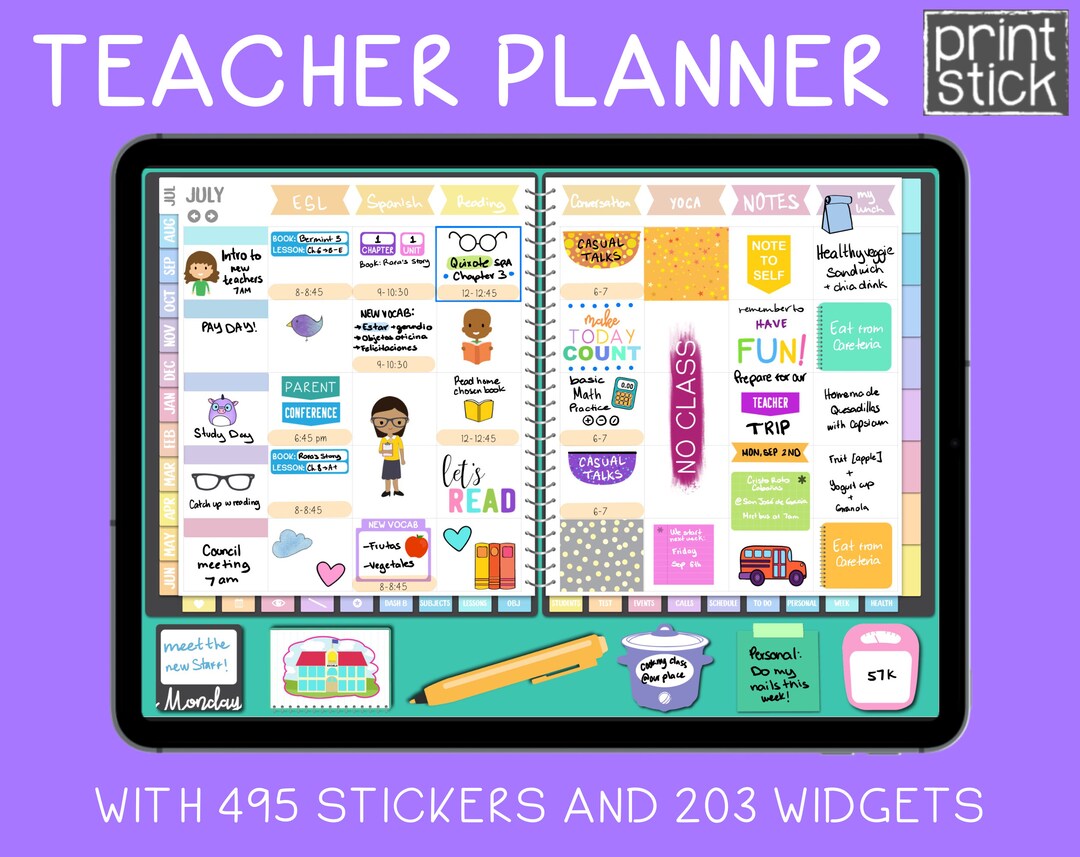 Teacher Digital Planner for Goodnotes Ipad: Stickers & Widgets (digital ...