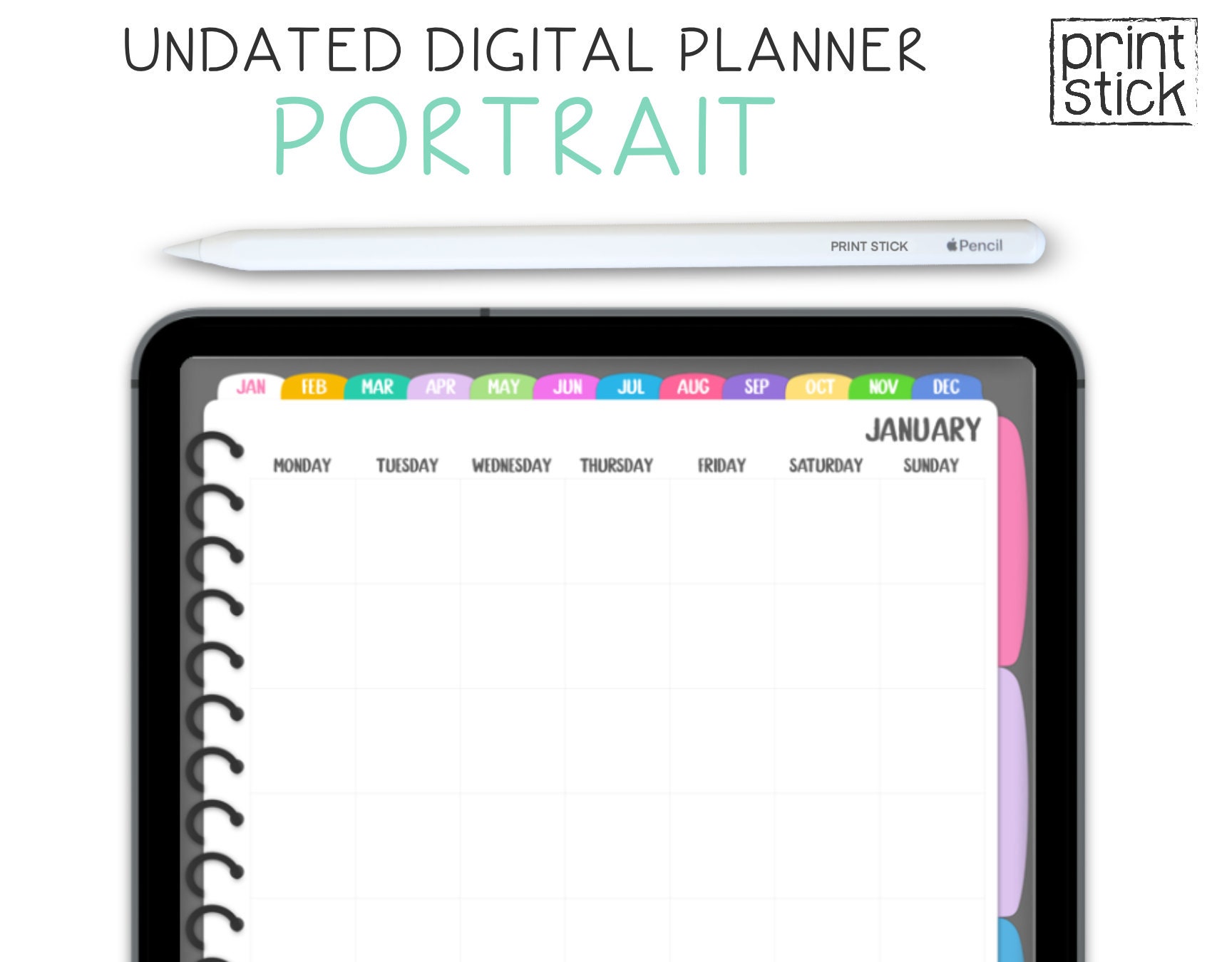 Portrait Digital Planner Undated Planner for iPad GoodNotes | Etsy