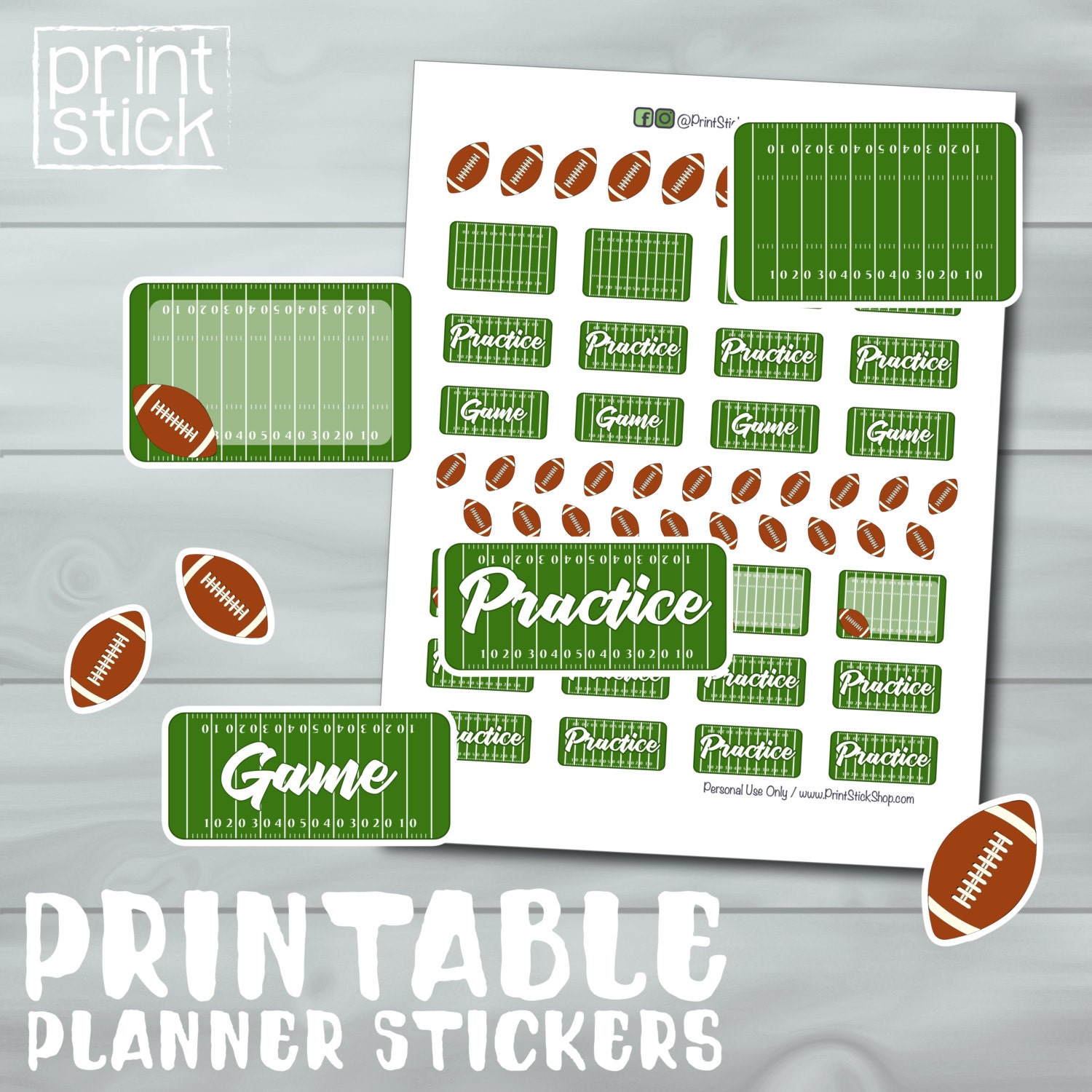 Papercraft Made to Fit the Erin Condren Planner Printable Football ...