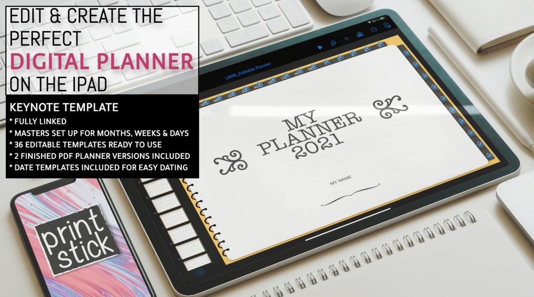 Custom Digital iPad Planner for Keynote for Goodnotes Notability ...