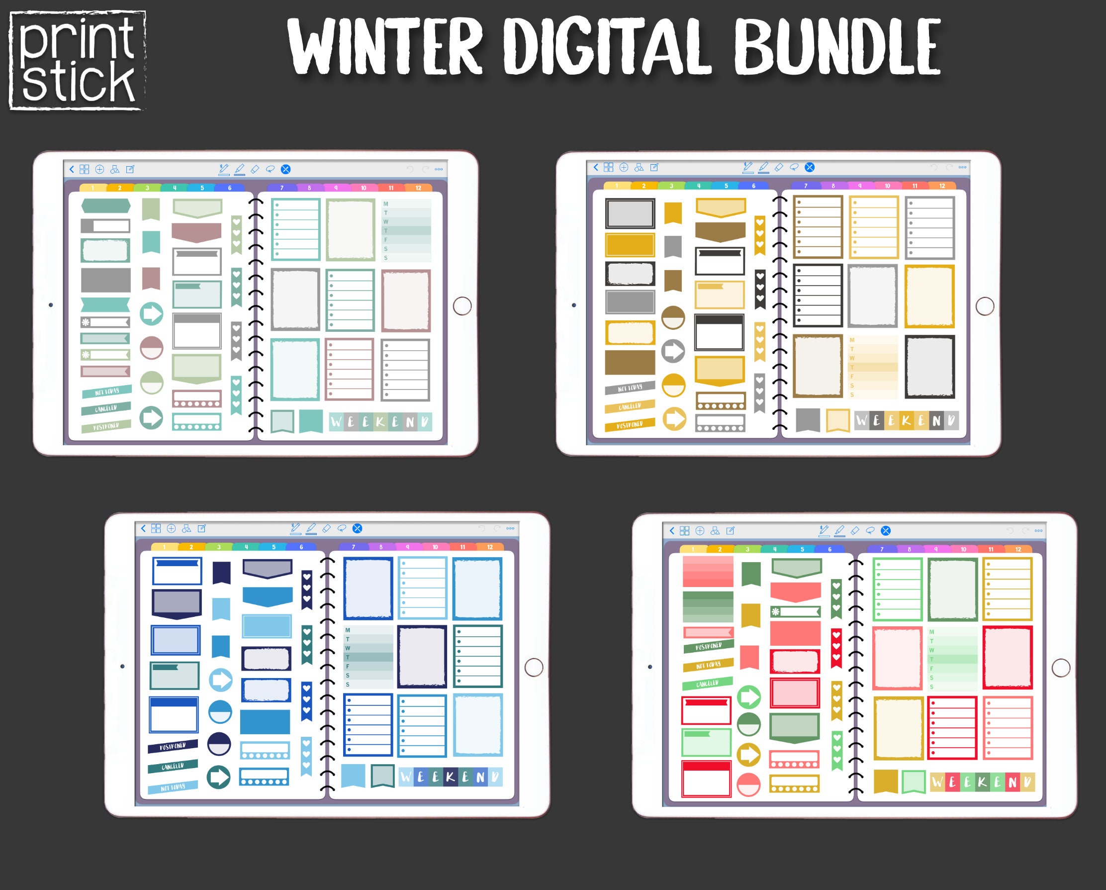 GoodNotes Digital Planner Stickers PNG Stickers iPad GoodNotes | Etsy