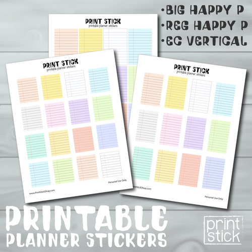 Blank Full Box Printable Planner Stickers Erin Condren - Etsy