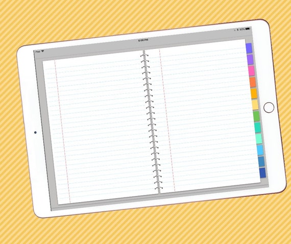 8 subject / tabs Notability..etc; template; grid paper; hyperlinked ...