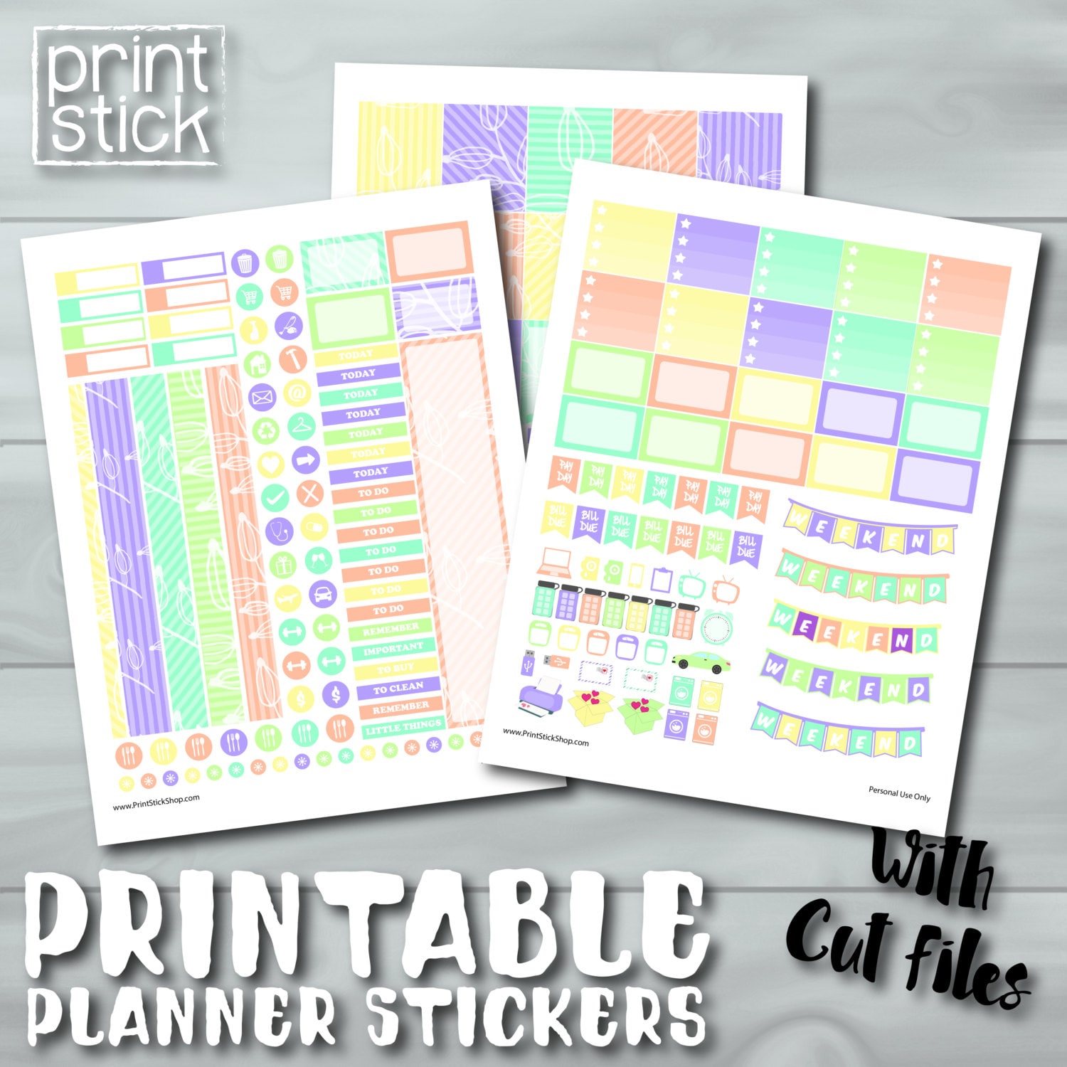Rainbow Planner Stickers Printable Sheets Happy Planner | Etsy