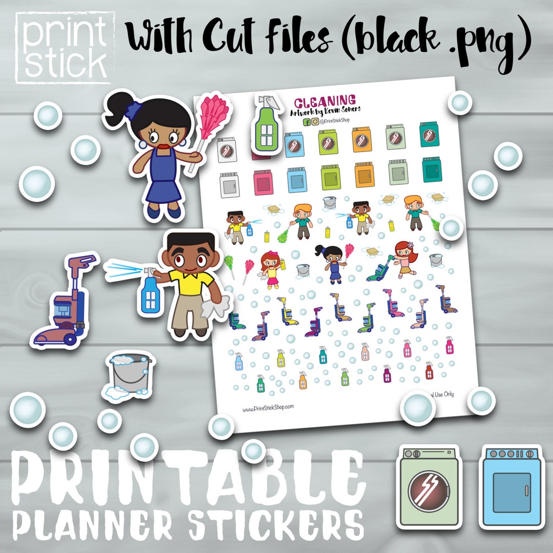 Cleaning Planner Stickers PRINTABLE - Cleaning Boy and Girl! - Perfect ...
