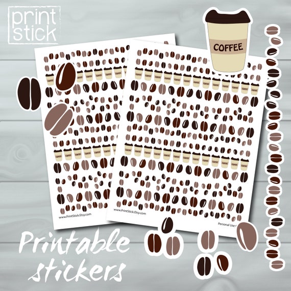 Cute Coffee Stickers PRINTABLE Perfect for your Erin | Etsy