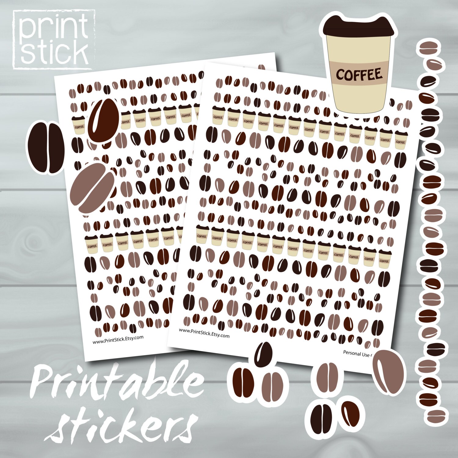 Cute Coffee Stickers - PRINTABLE - Perfect for Your Erin Condren ...