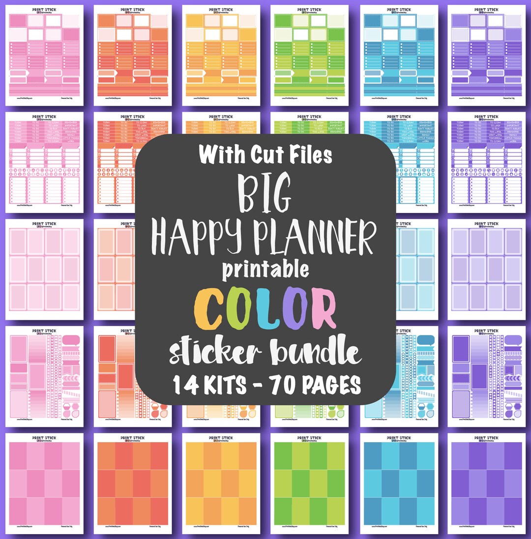 Big Happy Planner Printable Stickers Planner Bundle - 14 Color Kits 70 ...