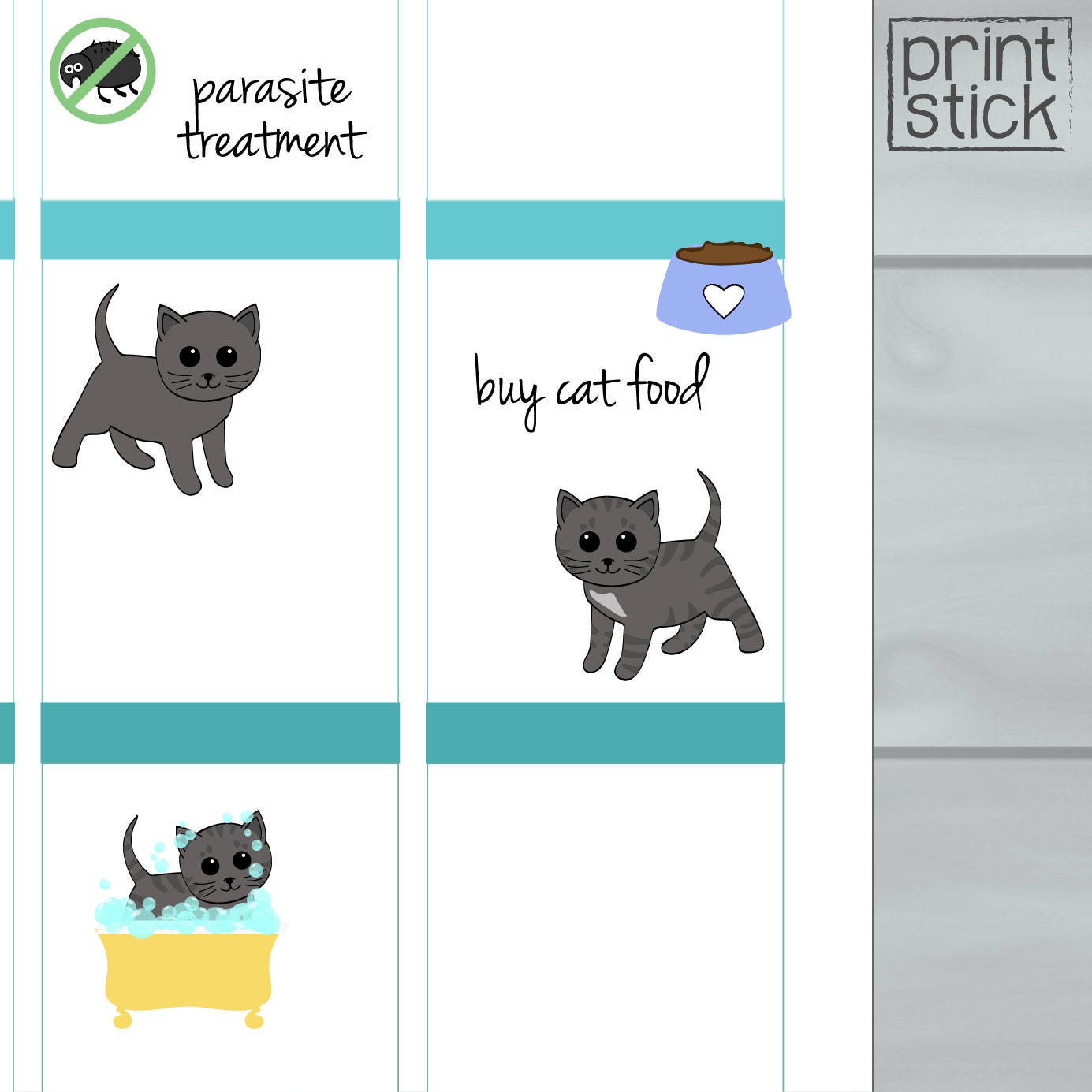 Tabby Cat Planner Stickers PRINTABLE Gray Striped Cat Stickers | Etsy