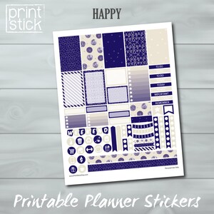Navy Planner Stickers - PRINTABLE .jpg Sheet - 2 Versions: Happy ...