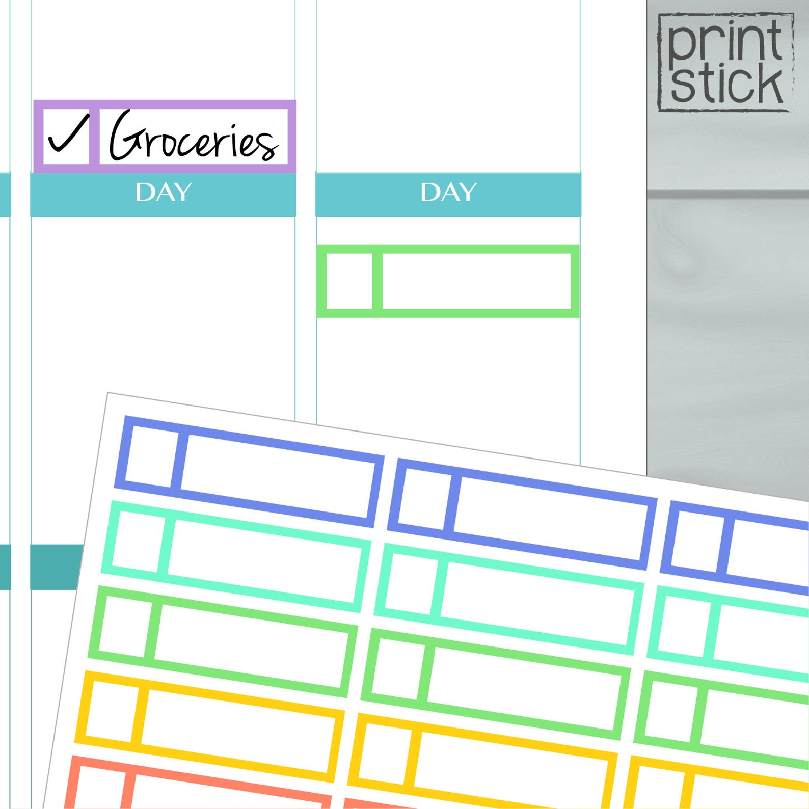 Rainbow Appointment Checkboxes Printable Stickers Perfect | Etsy