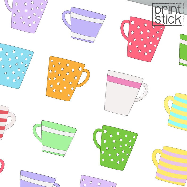 Cute Tea Mugs - PRINTABLE Sticker Sheet - Perfect for Your Erin Condren ...