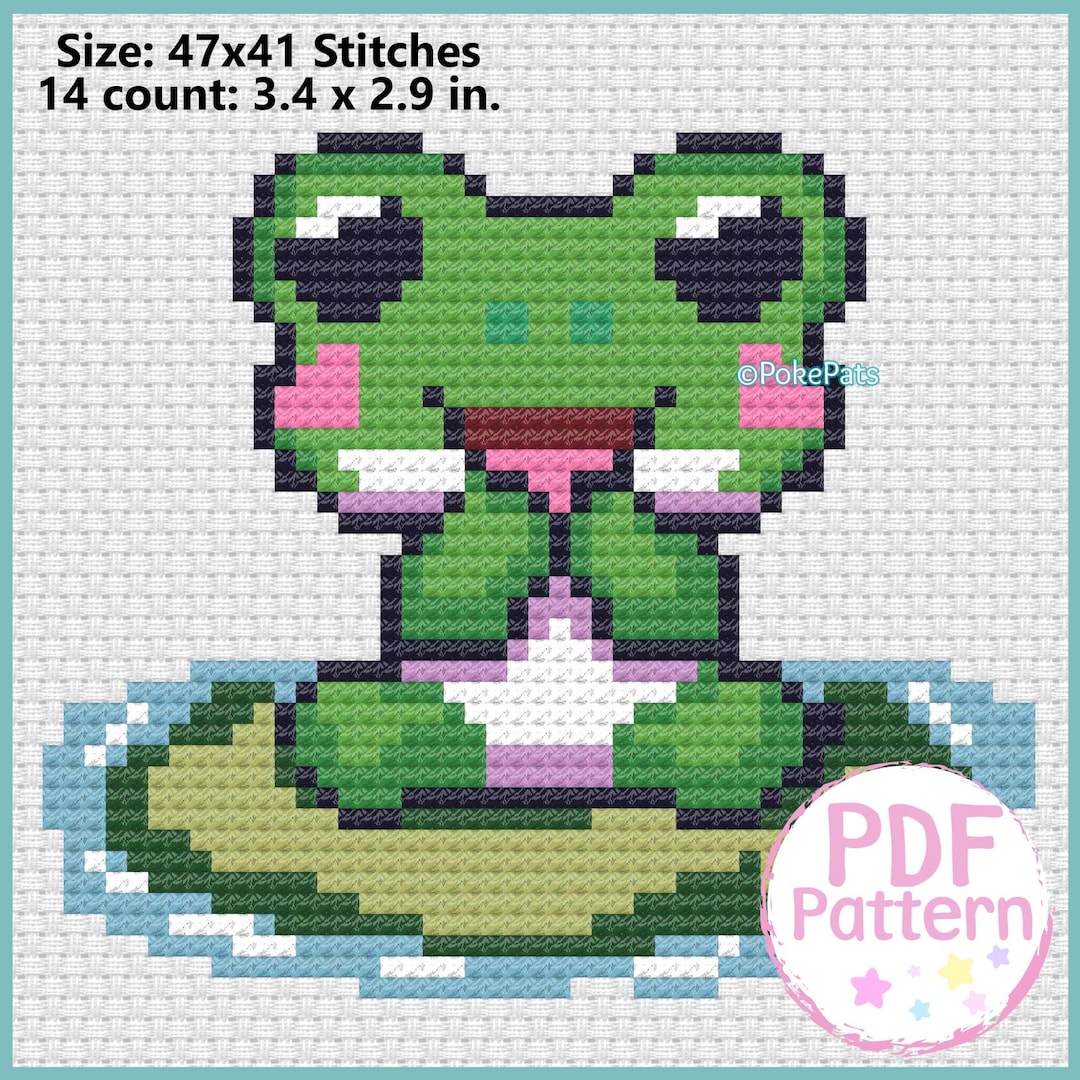 Frog Cross Stitch Pdf Pattern. Cute Frog Cross Stitch Pattern PDF ...