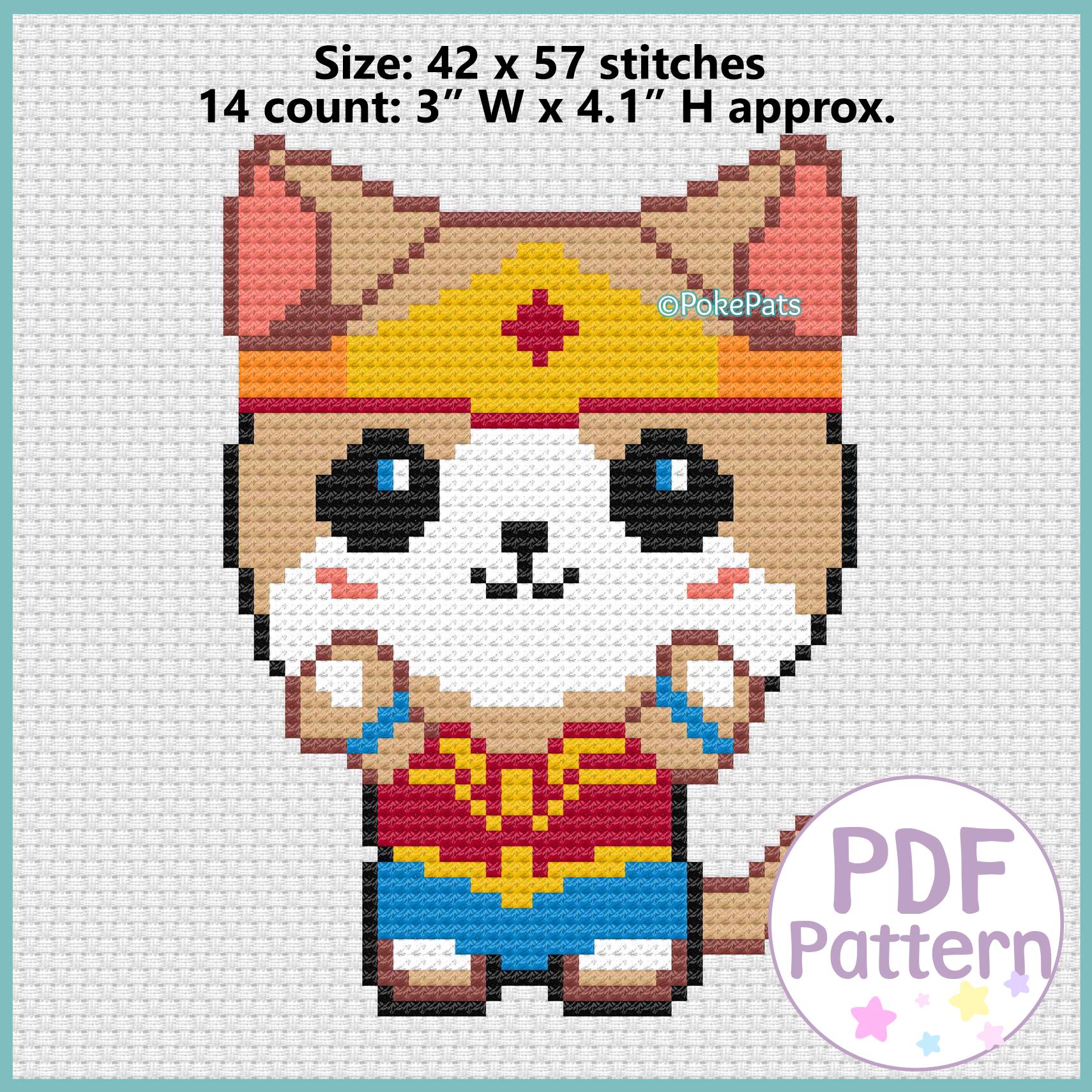 Kitty Cat Cross Stitch Pdf Pattern. Cute Cat Cross Stitch Pattern PDF ...