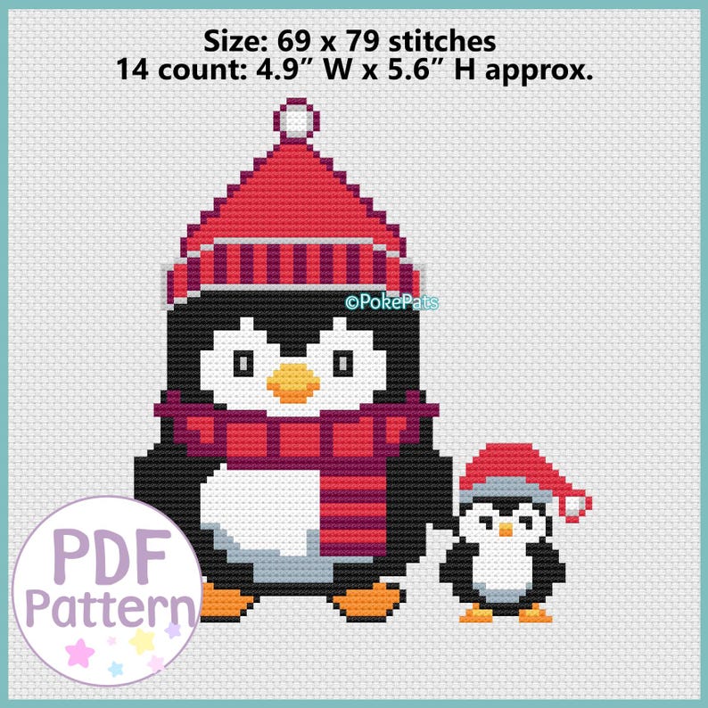 PDF Pattern, Cute Penguins Cross Stitch Pattern - Instant Download ...
