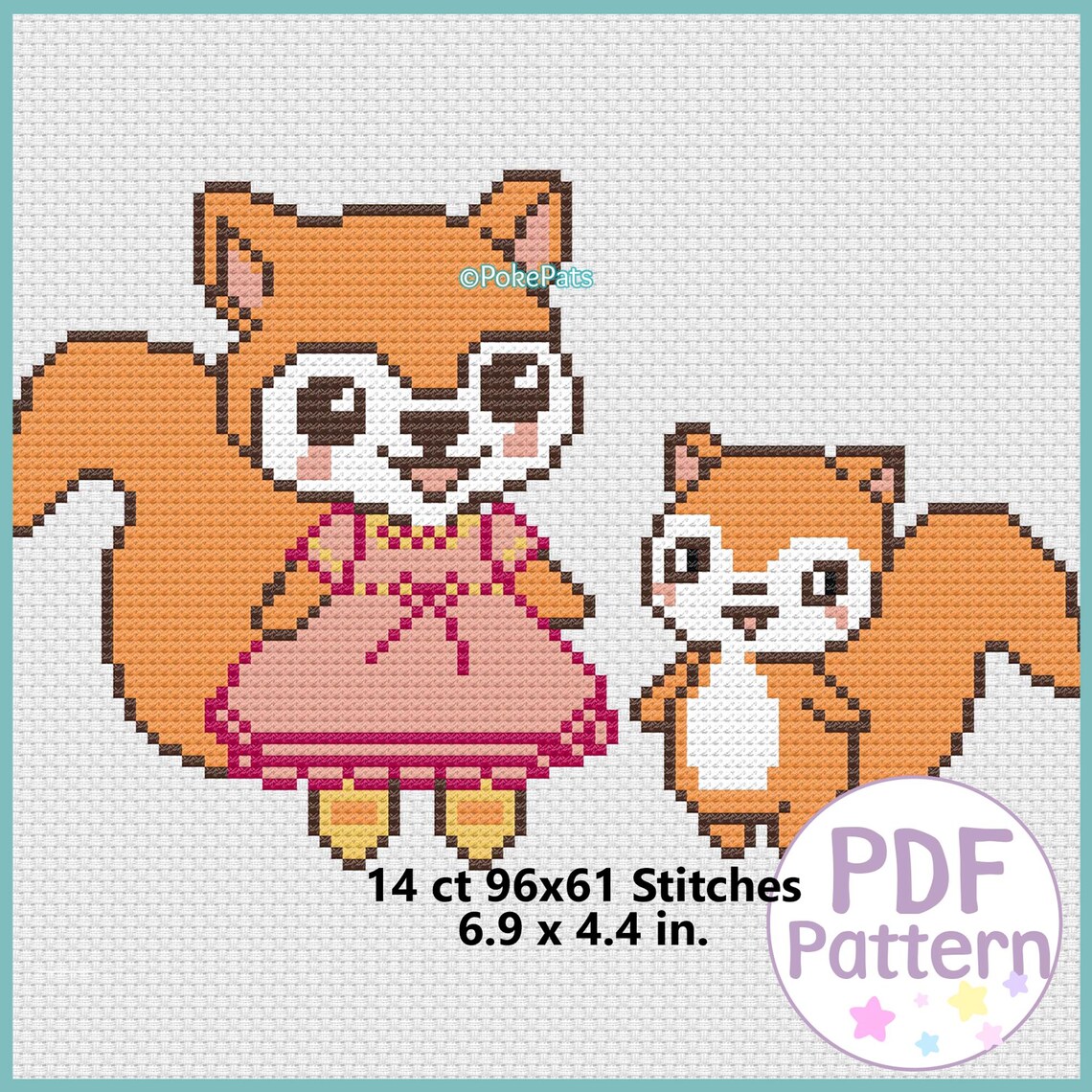 Squirrel Cross Stitch Pdf Pattern. Cute Squirrels Cross Stitch Pattern ...