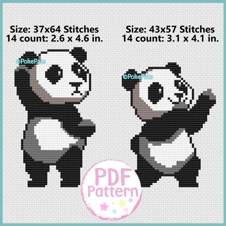 Panda Cross Stitch Pdf Pattern. Cute Cross Stitch Pattern PDF - Instant ...