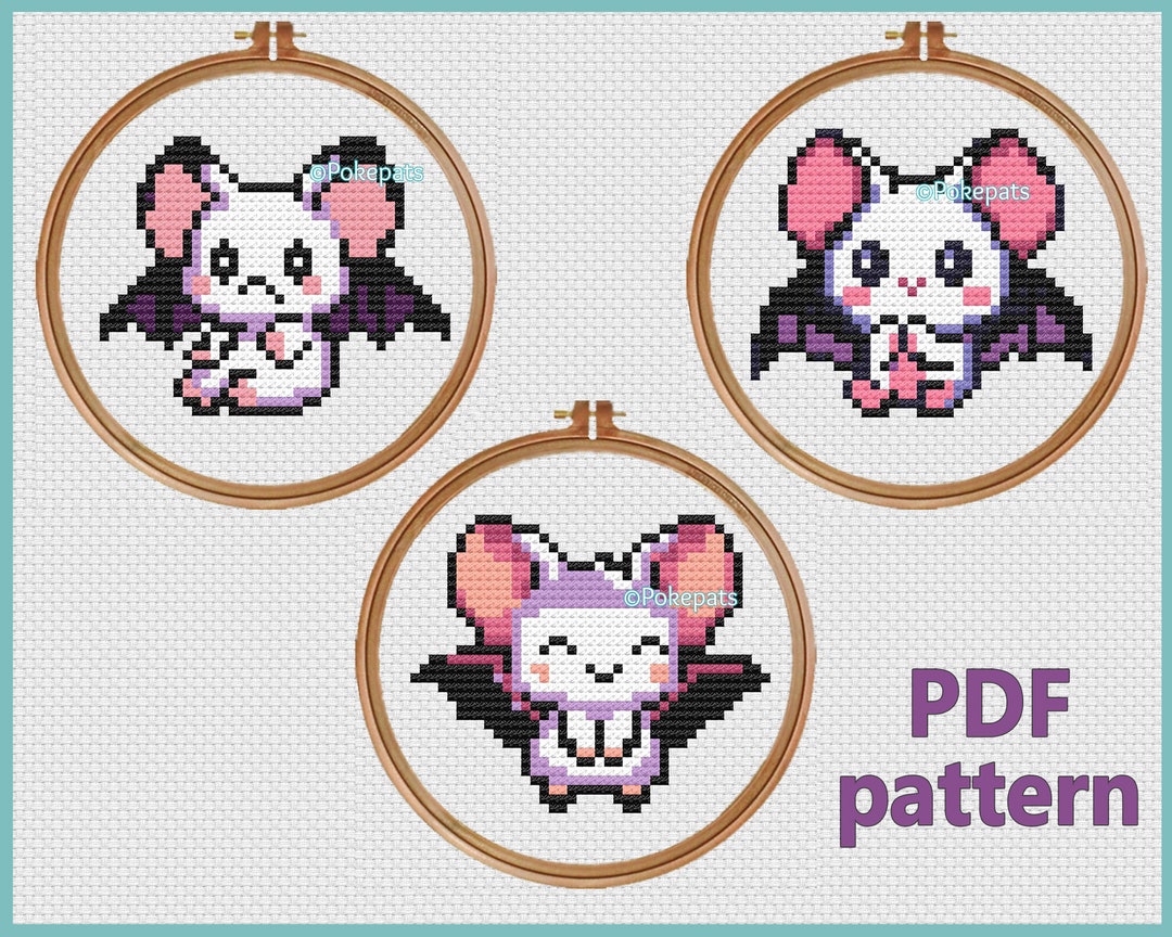 PDF Bundle - Set of 3 Cute Bats Cross Stitch Pattern - Etsy