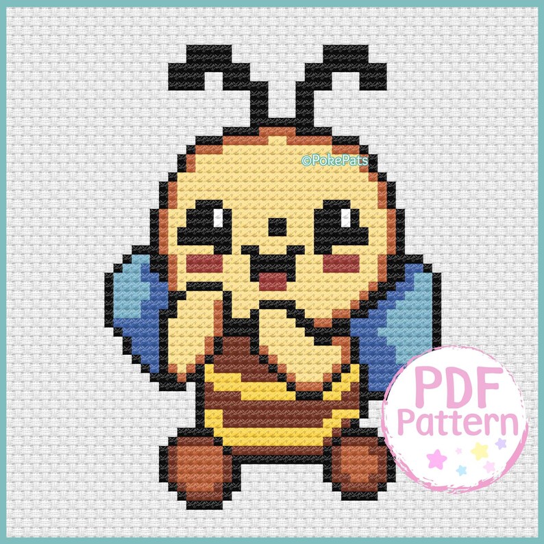 Bee Cross Stitch Pdf Pattern. Cute Little Bee Cross Stitch Pattern PDF ...