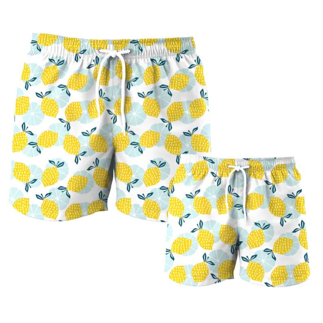 Lemon Father Son Matching Swim Trunks, Tropical Father and Son Matching ...