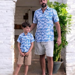 Father and Son Matching Shirts - Blue Palm, Father and Son Outfit ...
