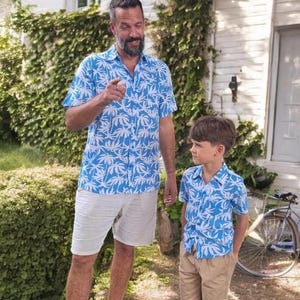 Father and Son Matching Shirts - Blue Palm, Father and Son Outfit ...