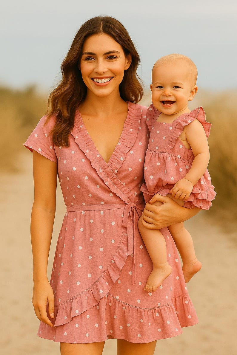 Pink Polka Dot Mommy and Me Dresses, Fall Mommy and Me Matching Outfits ...