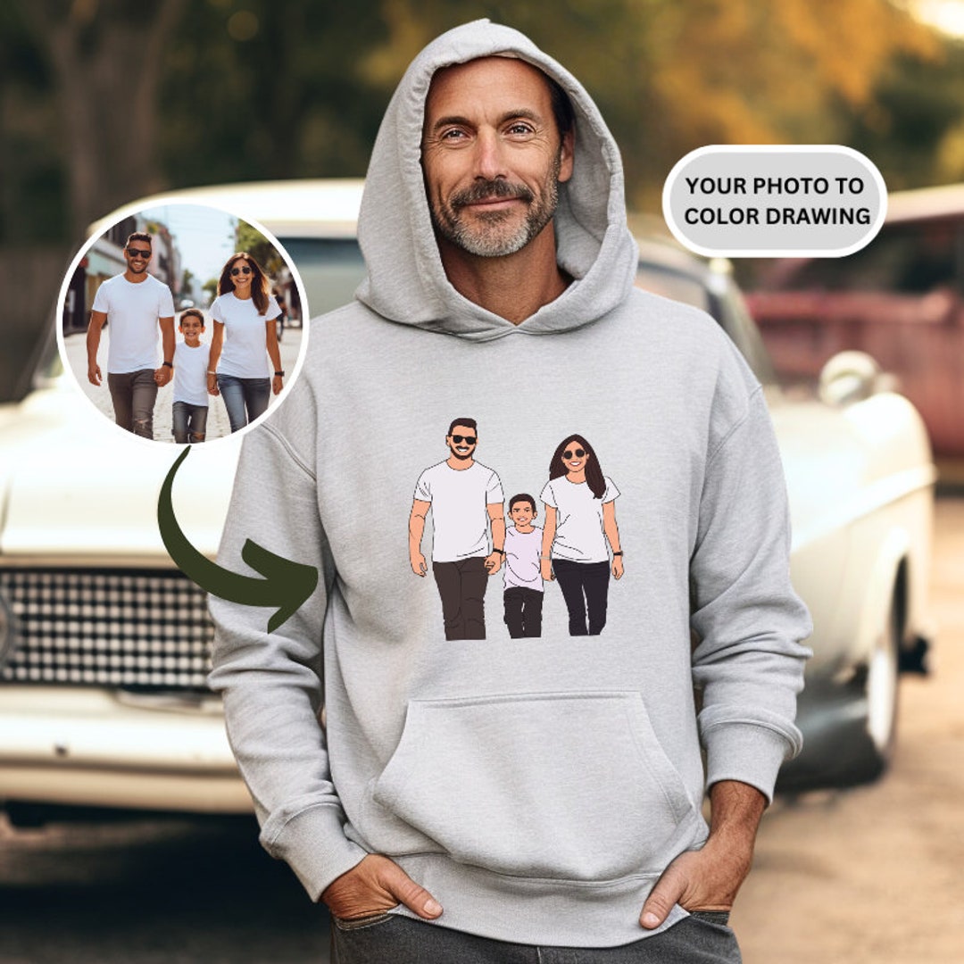 Custom Family Portrait Hoodie | Custom Portrait From Photo Hoodie ...