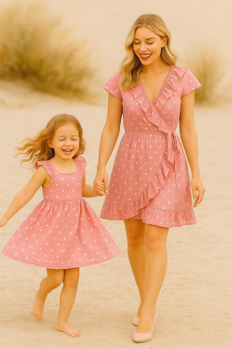 Pink Polka Dot Mommy and Me Dresses, Fall Mommy and Me Matching Outfits ...