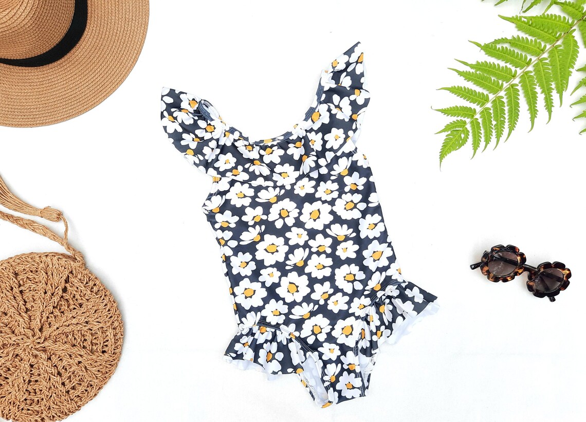 Girl Swimsuit Ruffle Swimsuit Daisy Swimsuitmommy and Me - Etsy