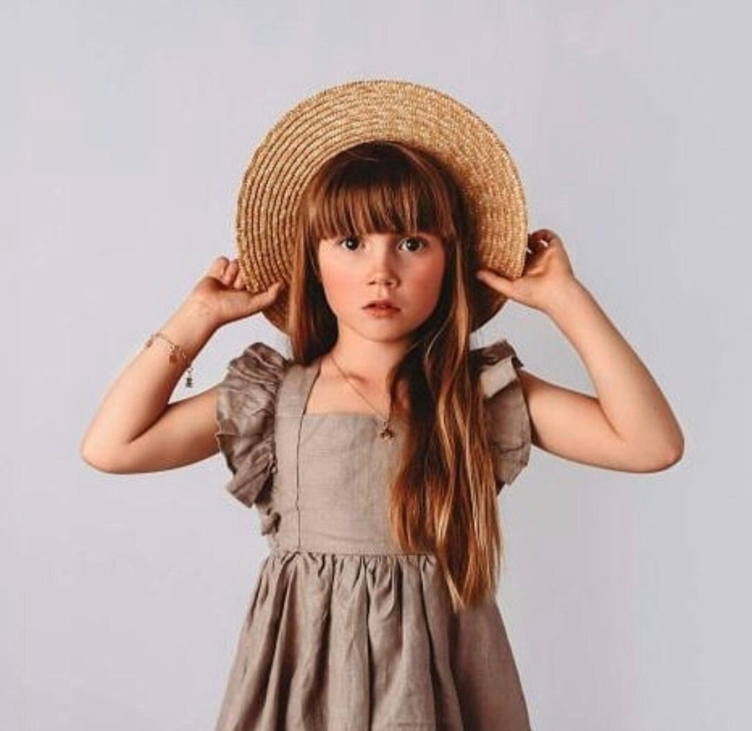 Girl Linen Dress | Flower Girl Dress | 100% Linen Dress | Girl Ruffle ...