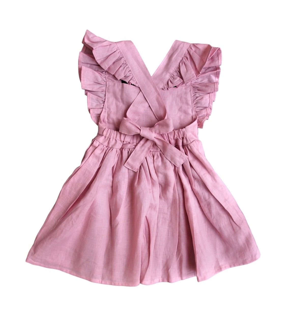 Baby Girl Linen Dress Blush Pink Flutter Sleeve Dress | Etsy