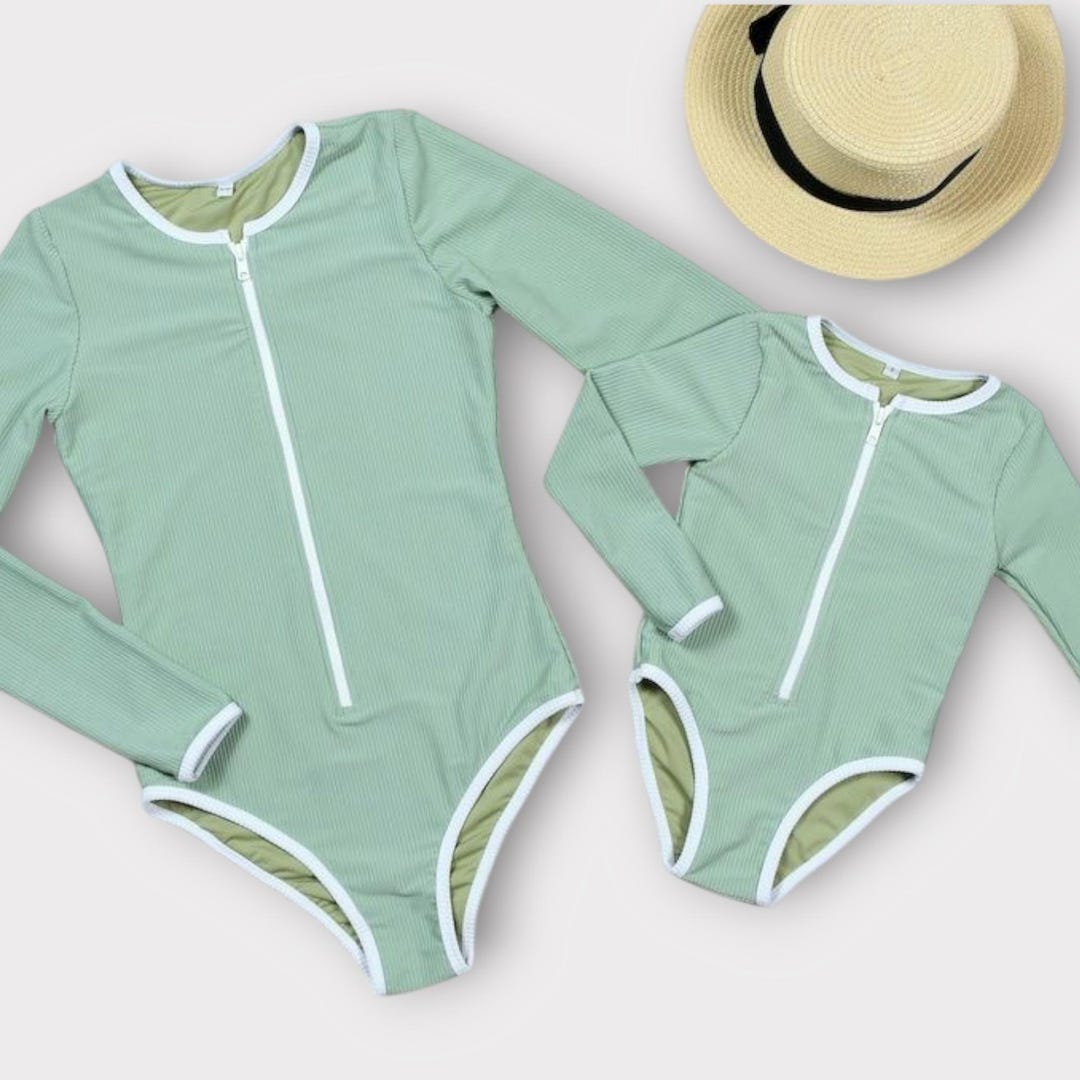 Mommy & Me Swimsuits | Eco Recycled Ribbed Matching Family Swimwear - Etsy