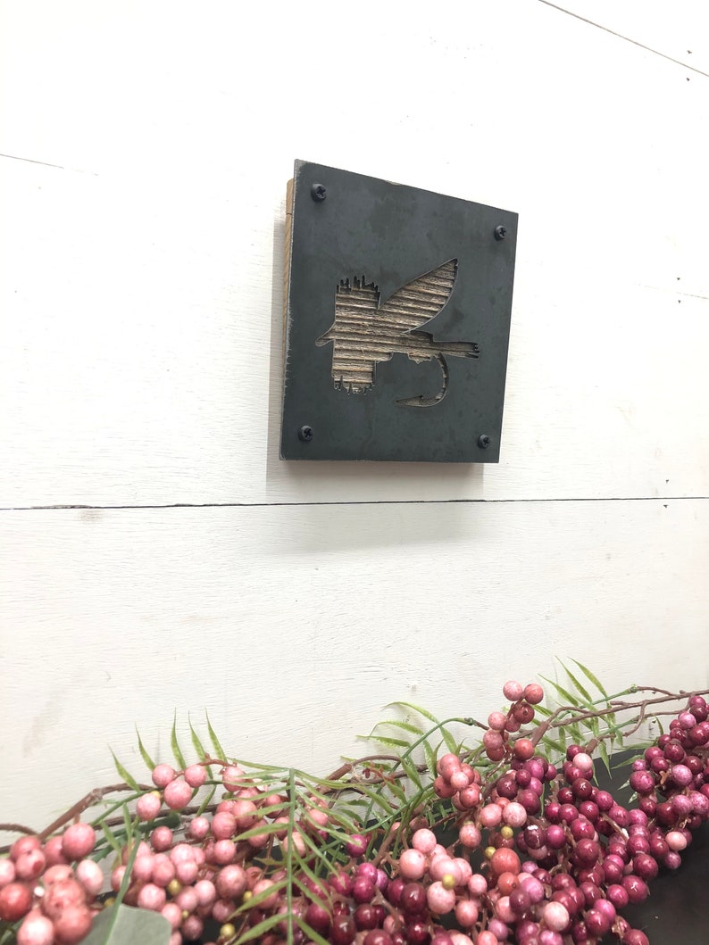 Fly Fishing Rustic Cabin Decor Metal Wood Wall Art Office | Etsy