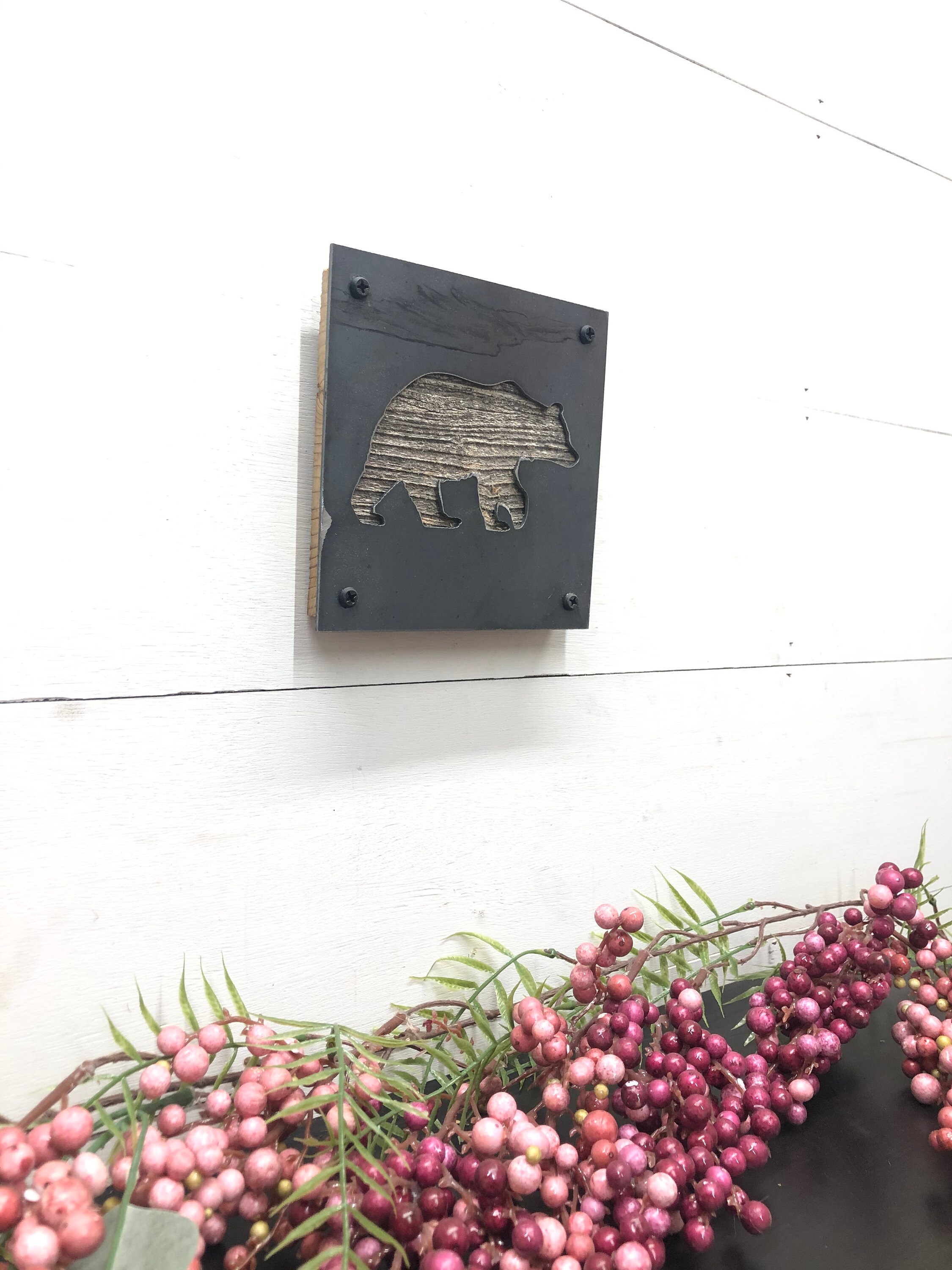 Metal and Wood Bear Rustic Wall Decor Sustainable Barn Wood | Etsy