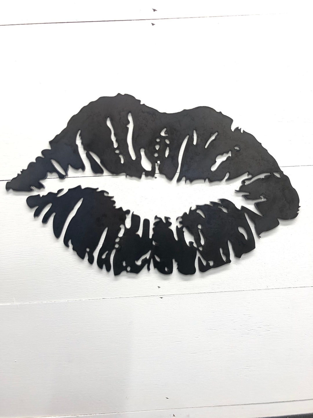 Metal Kiss Lips Wall Art: Steel Vanity Decor - Etsy