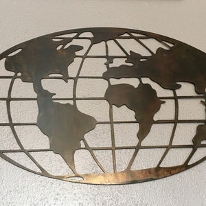 Metal World Map of the Earth Man Gifts - Etsy