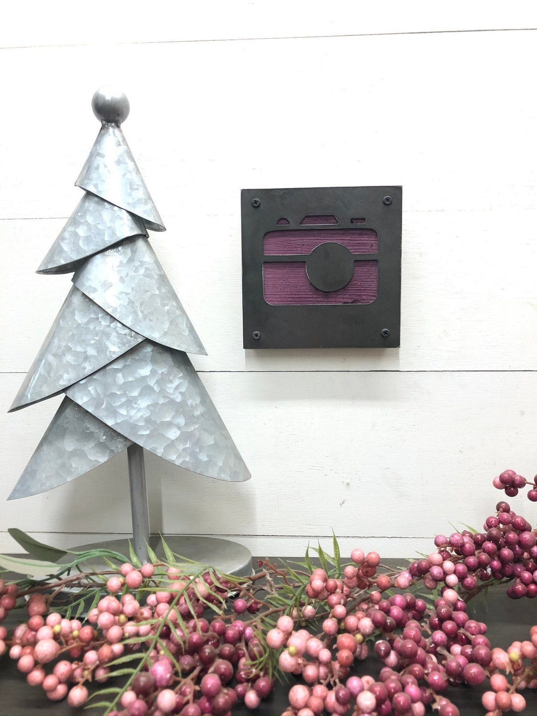 Rustic Wood and Metal Camera Wall Decor, Camera Decor, Reclaimed Wood ...