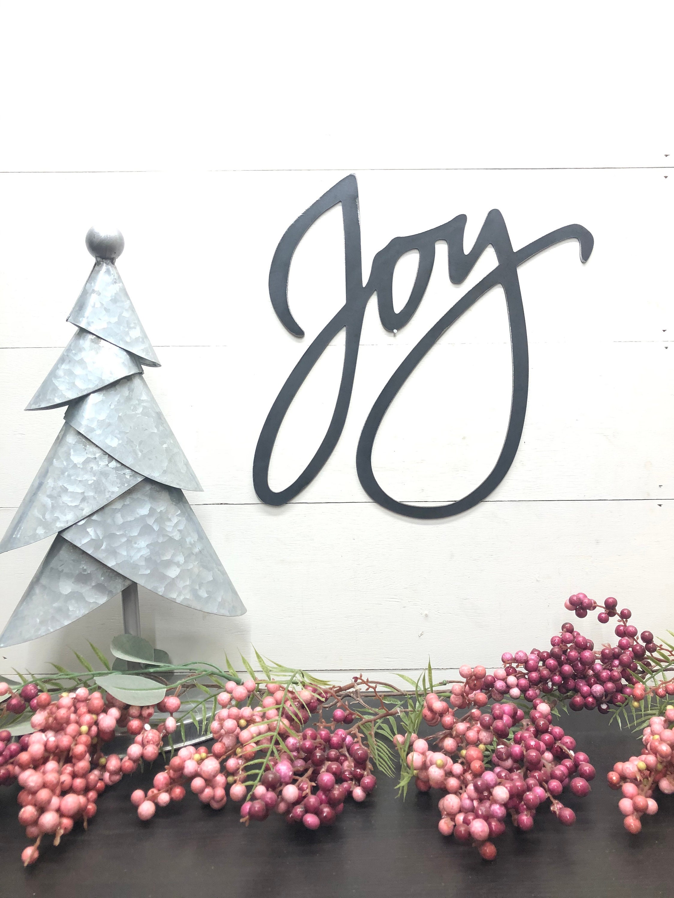 Rustic Metal Joy Sign: Farmhouse Wall Decor - Etsy