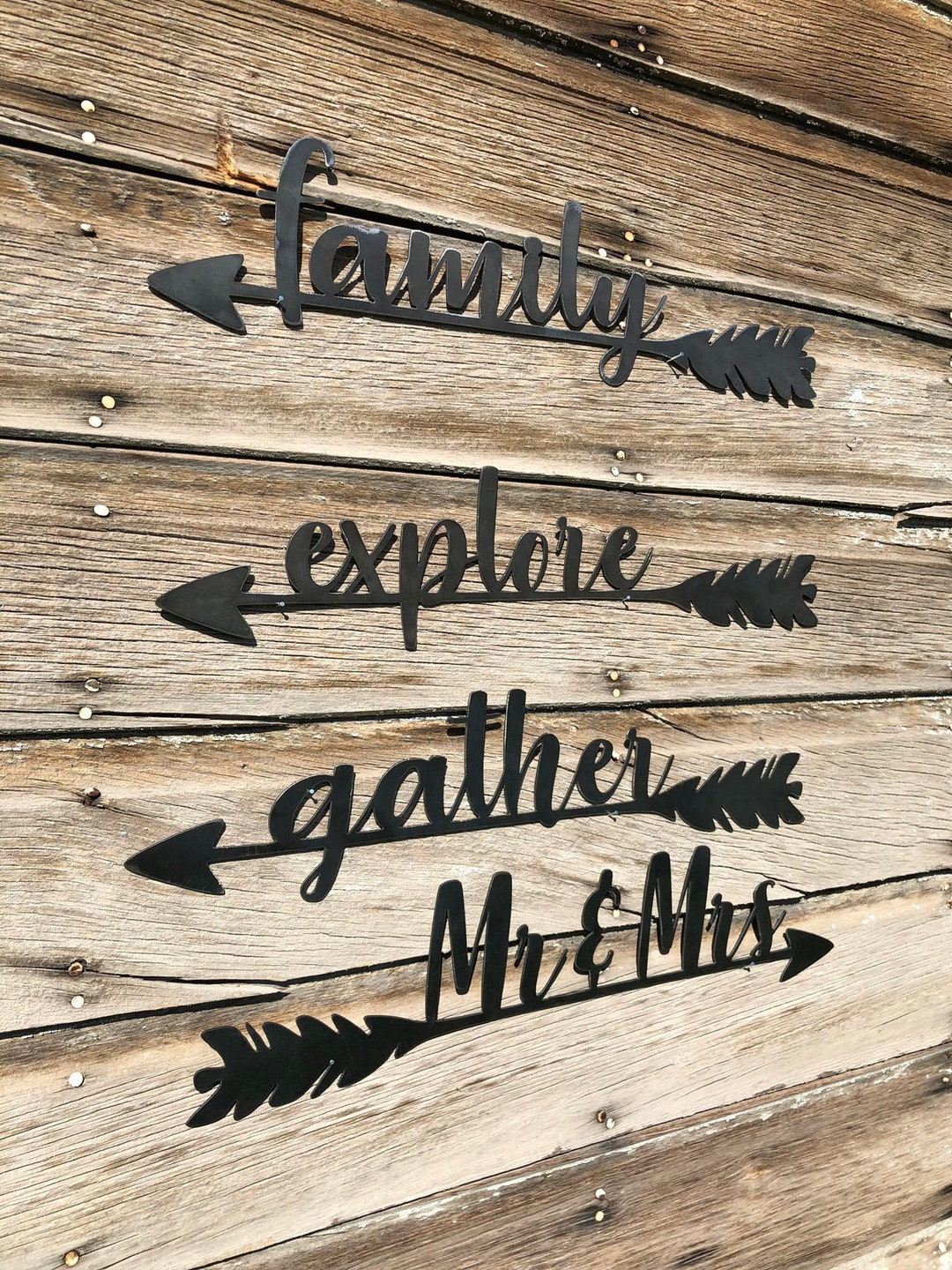 Custom Word Arrows Rustic Cabin Decor Arrow Wedding Decor Metal Word ...