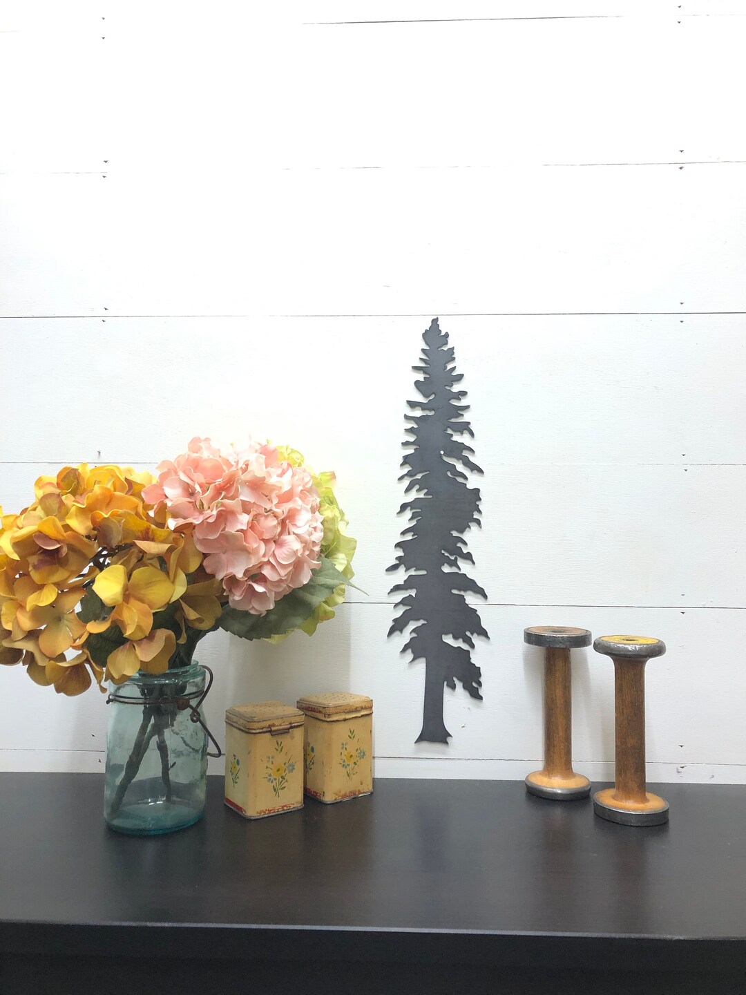 Rustic Pine Tree Metal Wall Art: Cabin Home Decor - Etsy