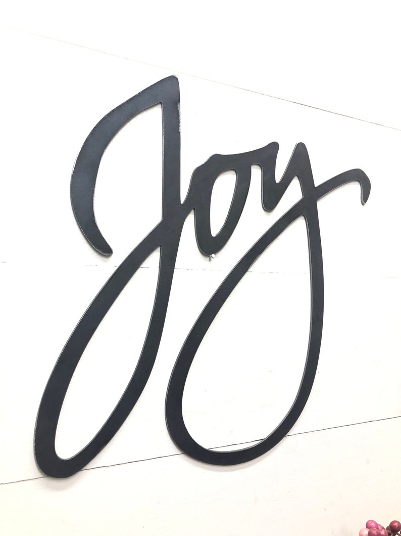 Rustic Metal Joy Sign: Farmhouse Wall Decor - Etsy
