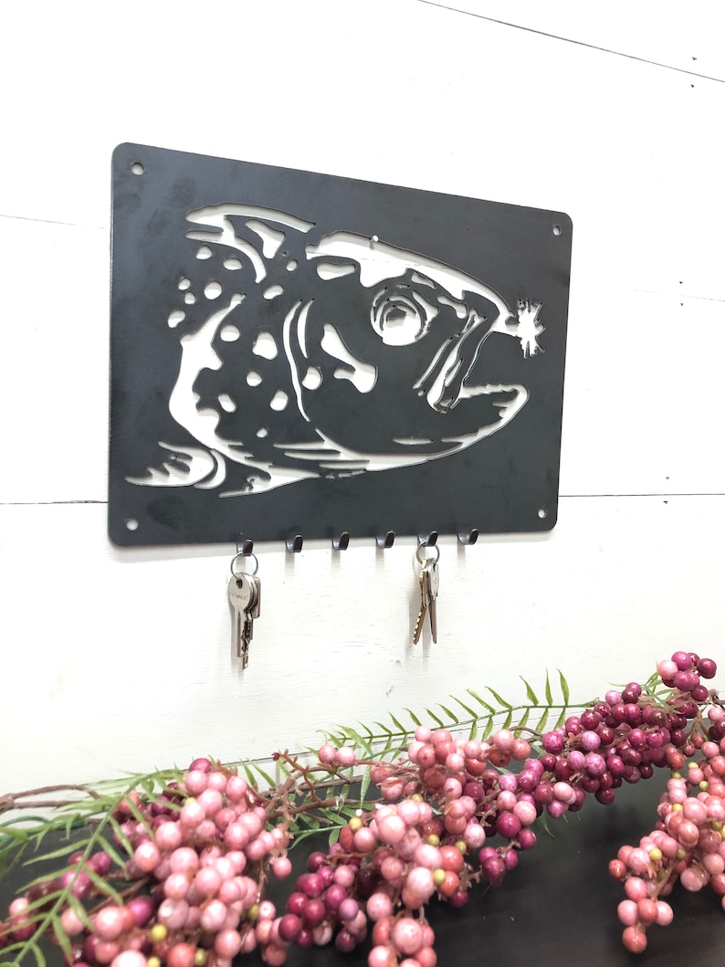 Trout Fishing Key Rack: Steel Fisherman Gift, Cabin Decor - Etsy