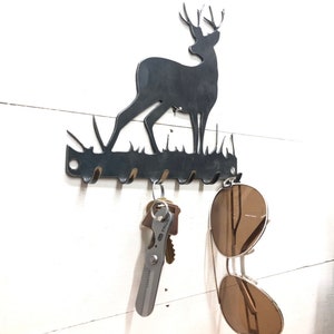 Deer Key Rack Metal Decor - Key Chain and Sun Glasses Holder - Leash ...