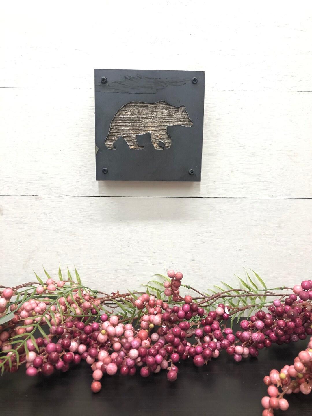 Metal and Wood Bear Rustic Wall Decor, Sustainable, Barn Wood Decor - Etsy