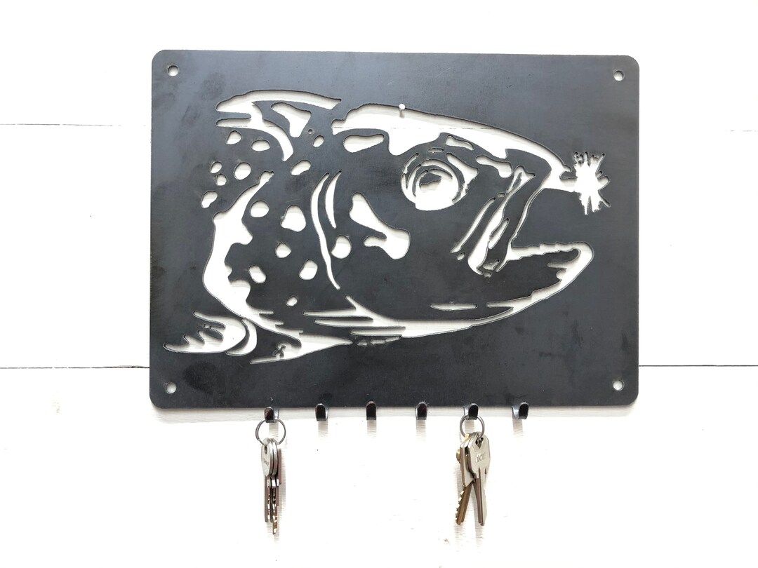 Trout Fishing Key Rack: Steel Fisherman Gift, Cabin Decor - Etsy