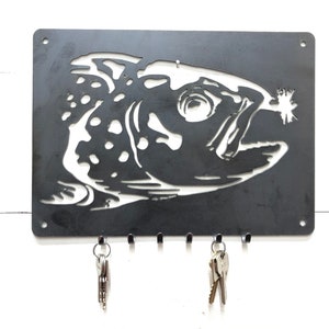 Trout Fishing Key Rack: Steel Fisherman Gift, Cabin Decor - Etsy